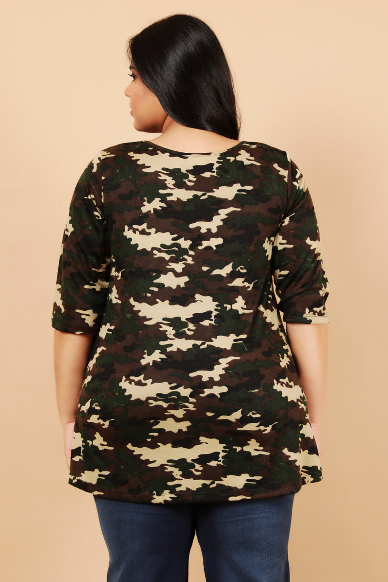 Plus Size Army Print t Shirt - Military Print T- Shirts For Women's Online