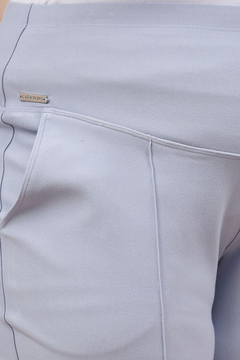Buy Plus Size Ice Blue Crease Seam Tummy Tucker Pants Online For Women