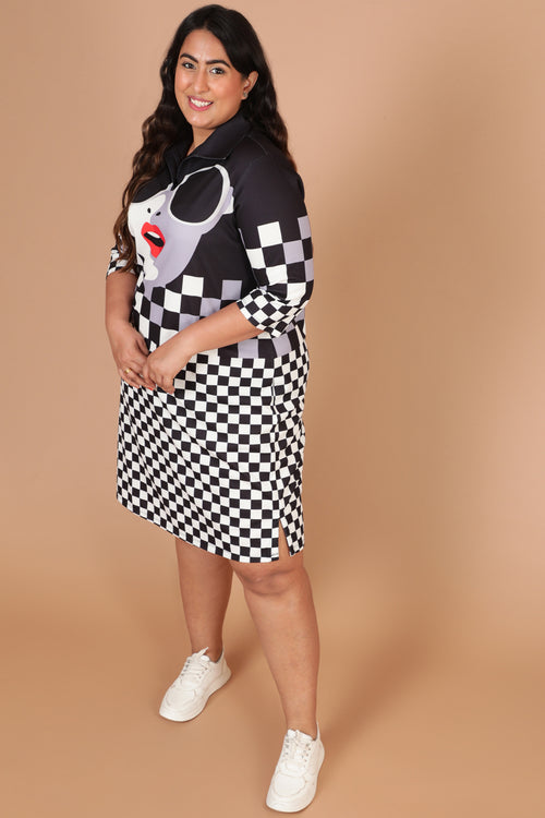Buy Plus Size Bold Face Shirt Dress Online For Women - Amydus